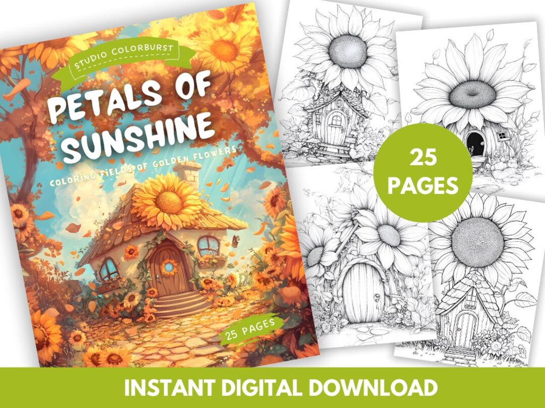 25 Sunflower Forest Houses Online Coloring Book, Printable Coloring ...