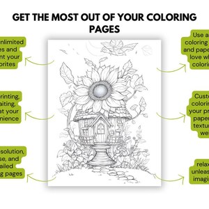 25 Sunflower Forest Houses Online Coloring Book, Printable Coloring ...