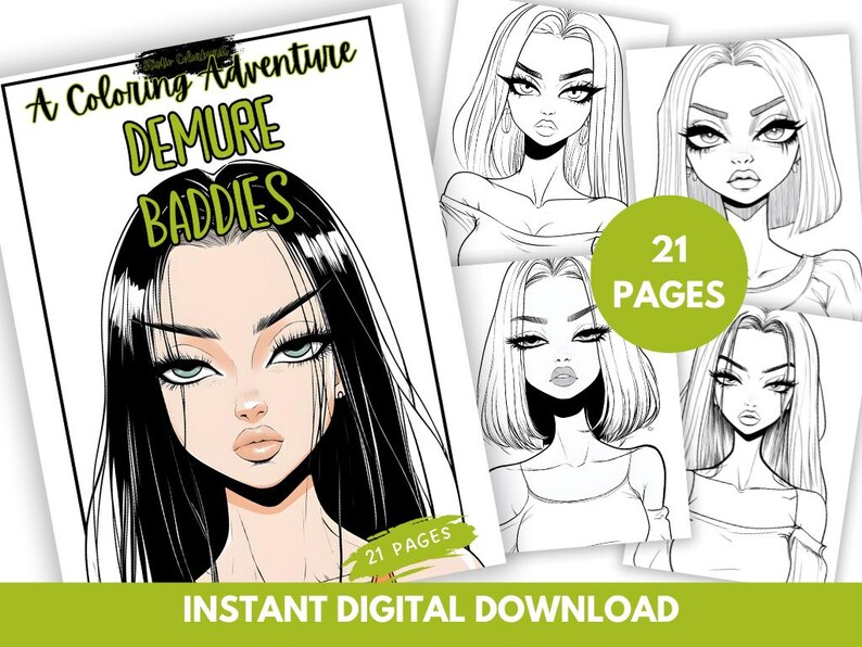 21 Demure Baddies Coloring Pages for Girls, Printable Coloring Book ...