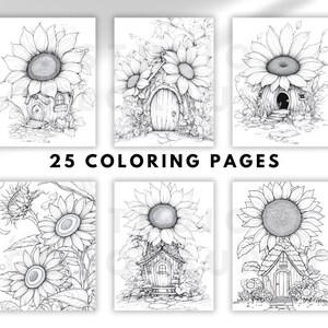 25 Sunflower Forest Houses Online Coloring Book, Printable Coloring ...