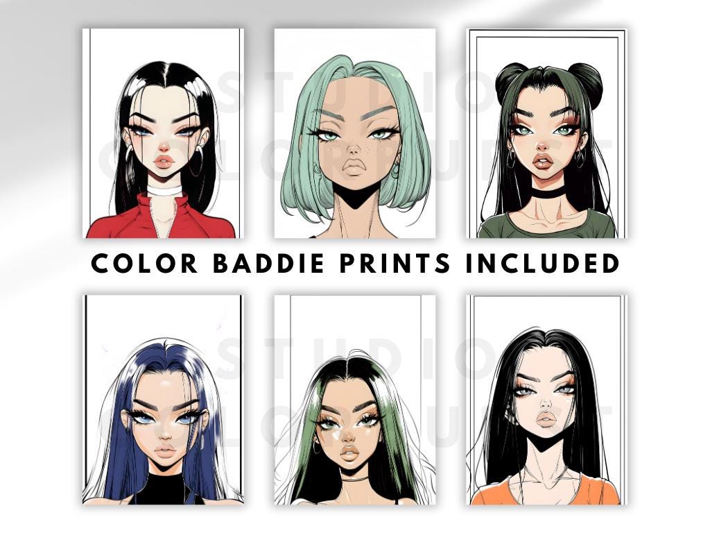 6 Demure Baddies Coloring Pages for Girls, Printable Coloring Book ...