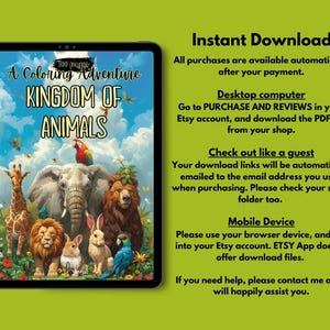 A Coloring Adventure, Kingdom of Animals, Coloring Book, Instant ...