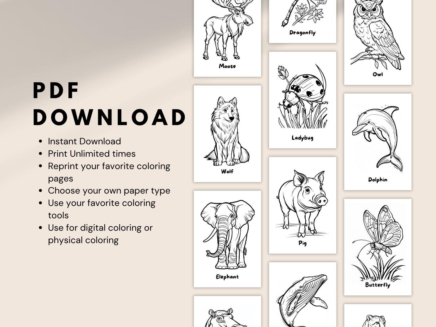 Color the Wild, Animals of the World, Coloring Book, Instant Download ...