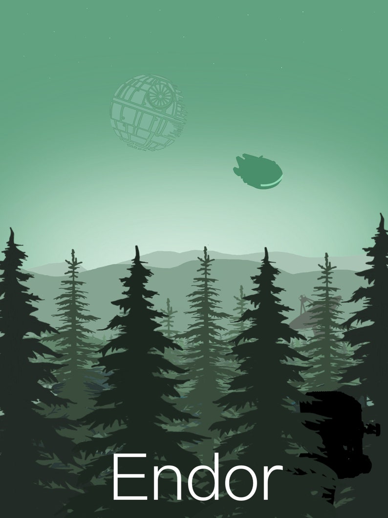 Star Wars Endor Minimalist Art Print Planet Landscape digital Print - Etsy