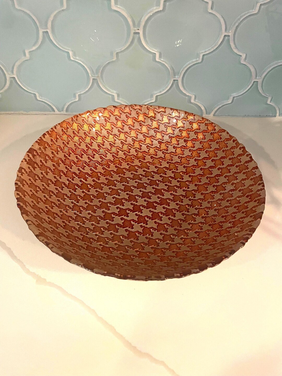 Vintage Mid Century Modern Houndstooth Decorative Glass Bowl With ...