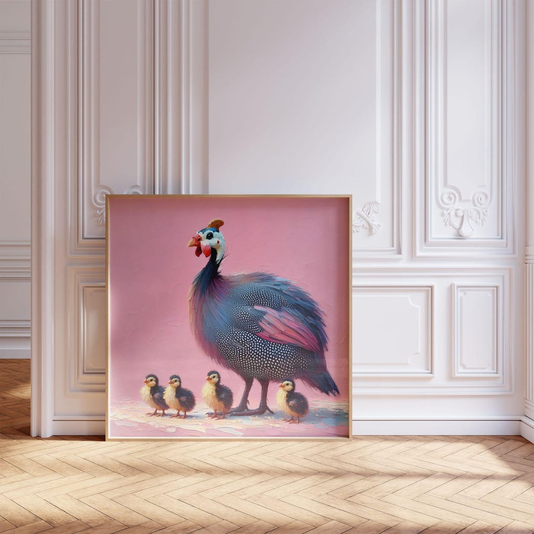 Guinea Fowl Family Art Print: Whimsical Safari Nursery Decor (digital ...