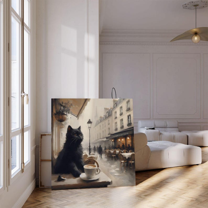 Parisian Cat Cafe Print: Elegant Animal Art (digital Download, A1-A5 ...