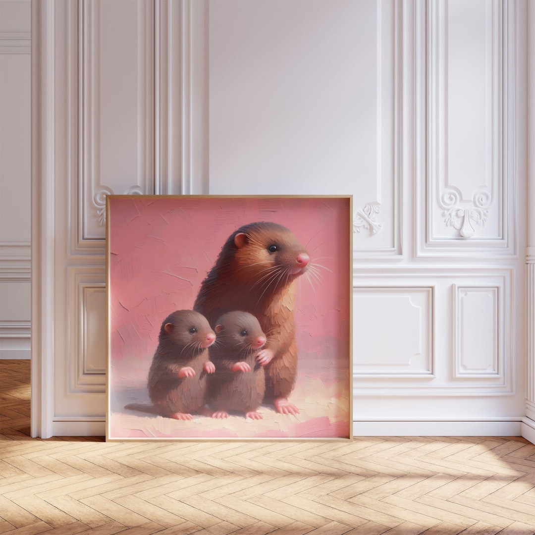 Mole, Mom and Baby, Bird Print, Woodland Animal, Digital Art, Easy ...