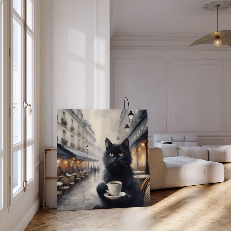 Parisian Cat Cafe Print: Elegant Animal Art (digital Download, A1-A5 ...