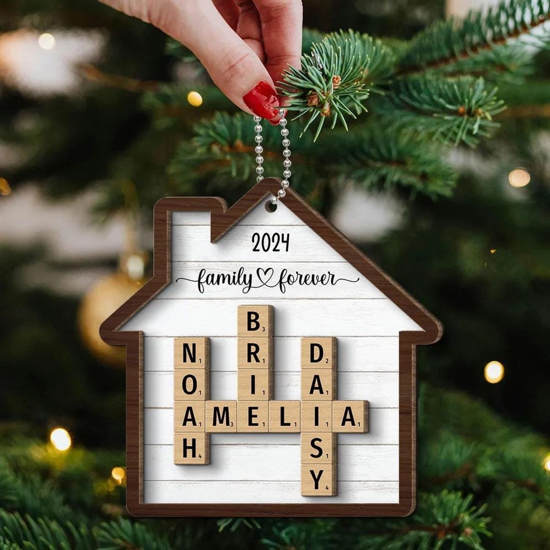 Personalized Crossword Puzzle House Christmas Ornament, Family Keepsake ...