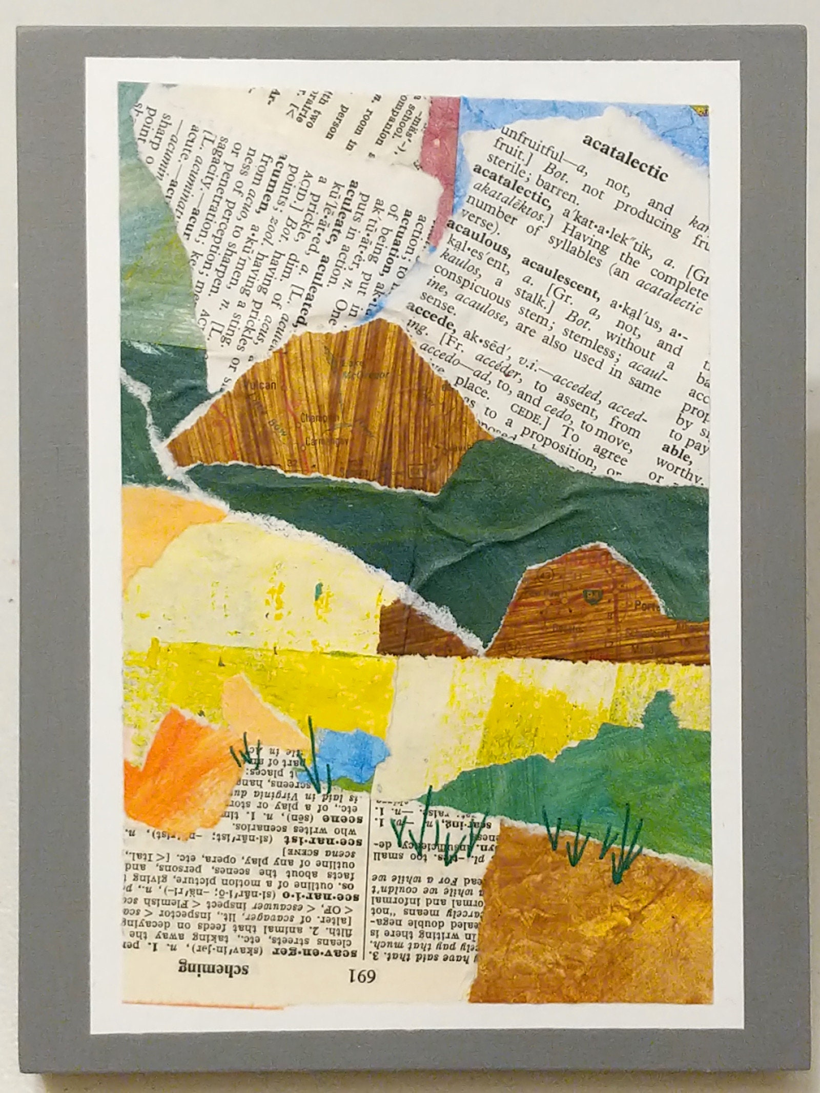 Abstract Landscape Collage With Hand Stitching Small Torn - Etsy
