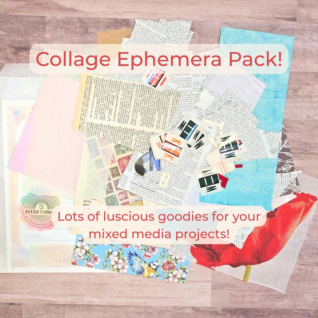 Collage Paper Pack of Vintage and Modern Ephemera for Junk Journals ...