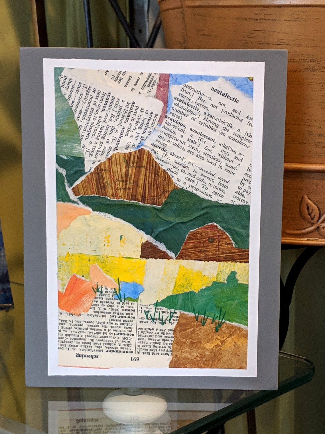 Abstract Landscape Collage With Hand Stitching Small Torn - Etsy