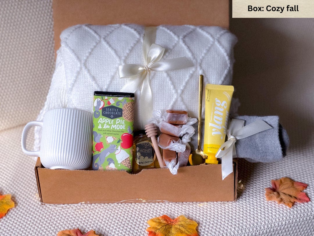 Fall Birthday Gift Box for Her, Gift Basket With Blanket, Pumpkin ...