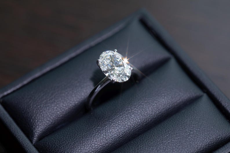 1 Carat Oval Lab Grown Diamond Engagement Ring / White Gold Ring - Etsy