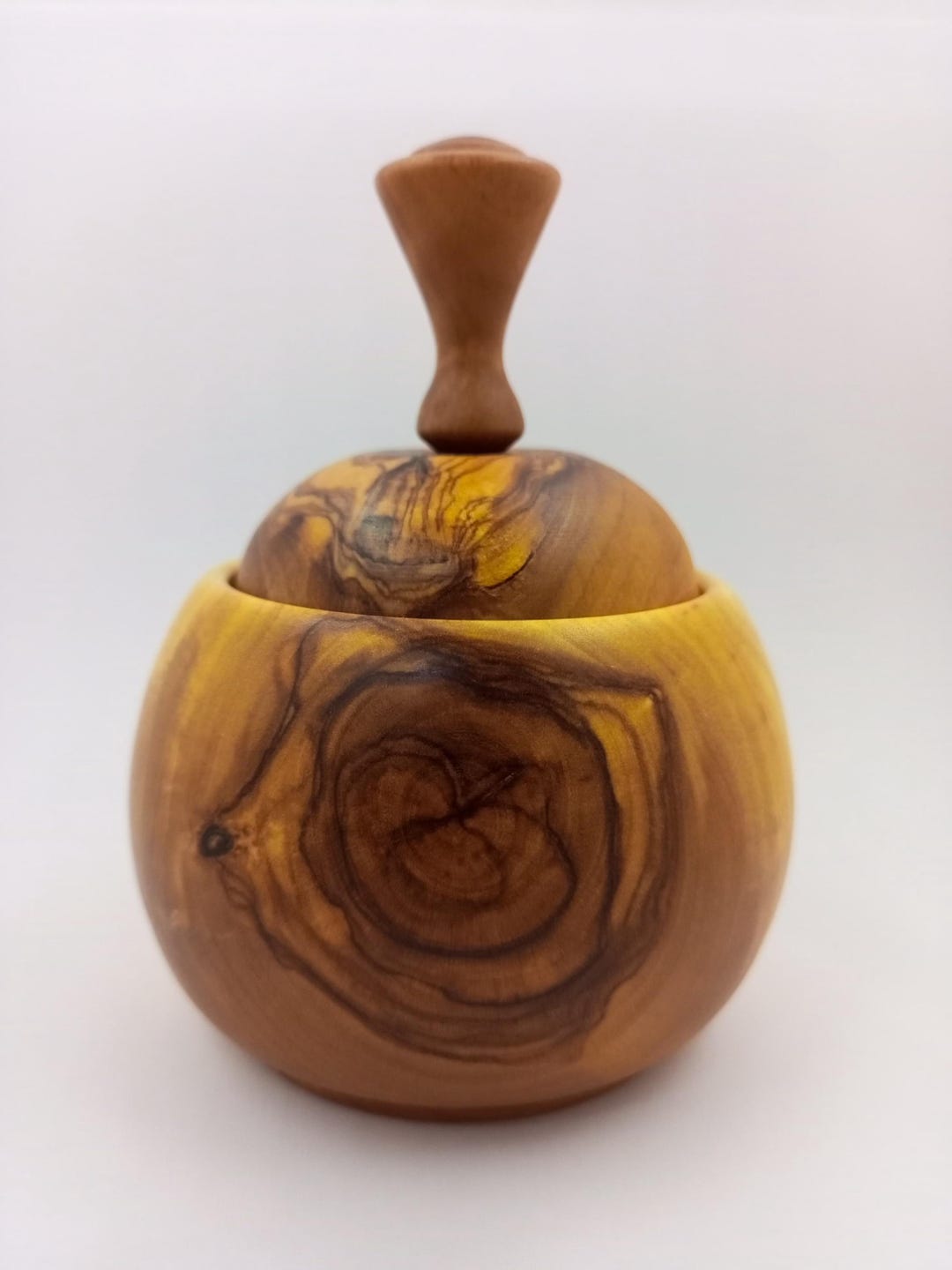 Handmade Olive Wood Lidded Box, Jewelry Box, Turned Wooden Bowl ...