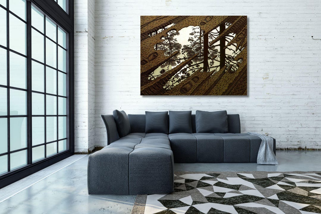Escher Puddle Print on Canvas,maurits Cornelis Escher Puddle Wall Art ...