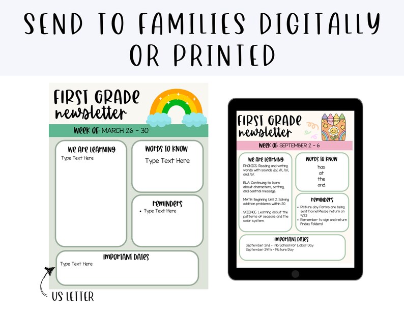 Monthly Classroom Newsletter Template Editable Bundle School Newsletter ...