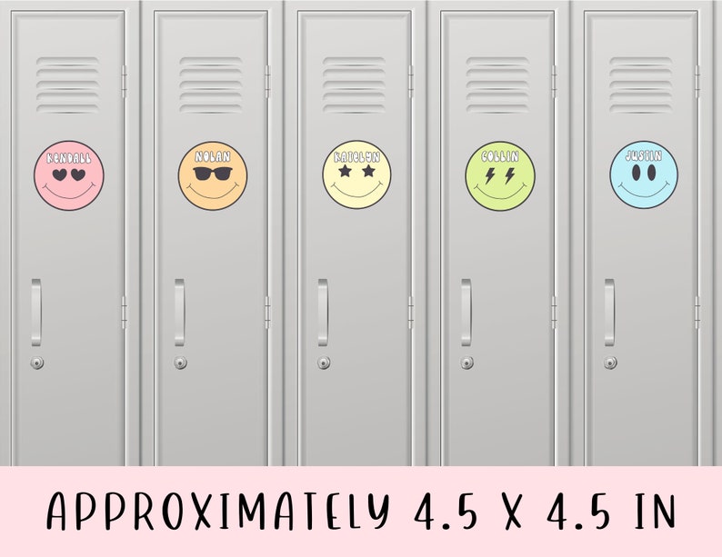 Retro Smiley Face Locker or Cubby Tags Editable Classroom Student Name ...