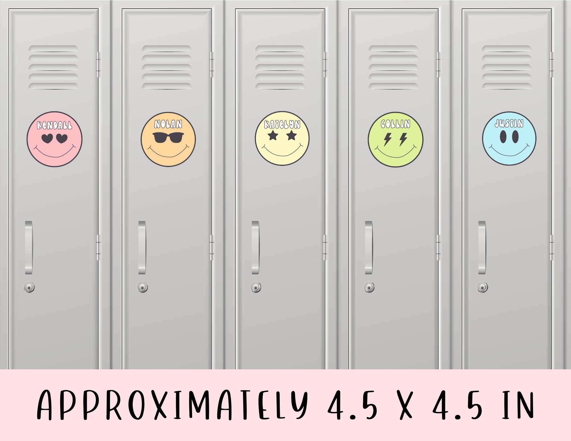 Retro Smiley Face Locker or Cubby Tags Editable Classroom Student Name ...