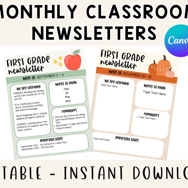 Newsletter Template Editable - Etsy