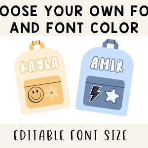 Retro Backpack Locker or Cubby Tags Editable Classroom Student Name ...