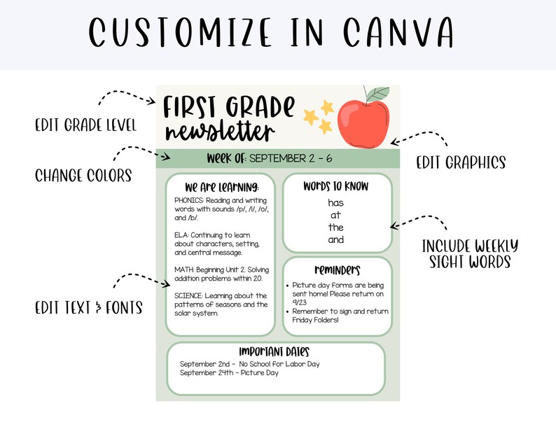 Monthly Classroom Newsletter Template Editable Bundle School Newsletter ...