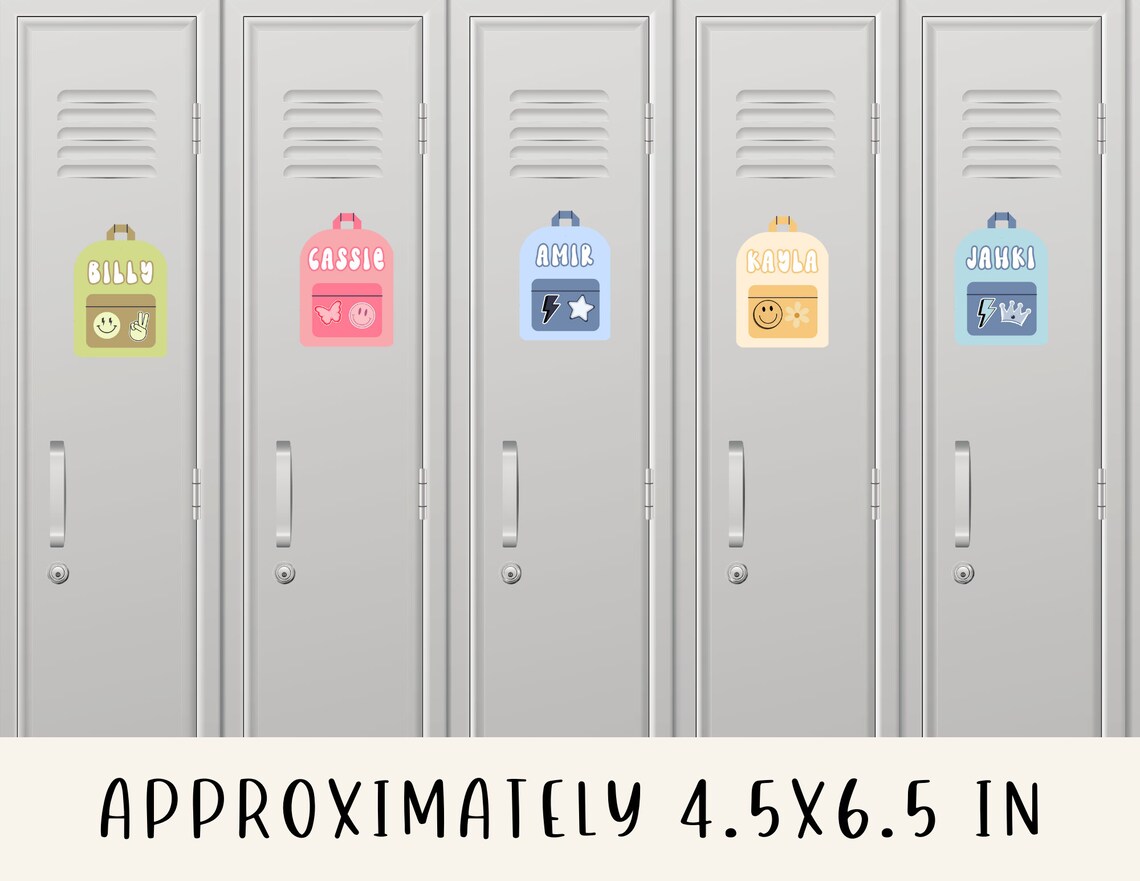 Retro Backpack Locker or Cubby Tags Editable Classroom Student Name ...