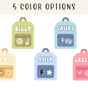 Retro Backpack Locker or Cubby Tags Editable Classroom Student Name ...