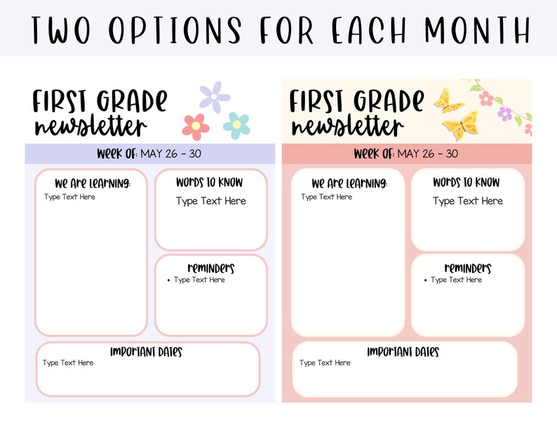 Monthly Classroom Newsletter Template Editable Bundle School Newsletter ...