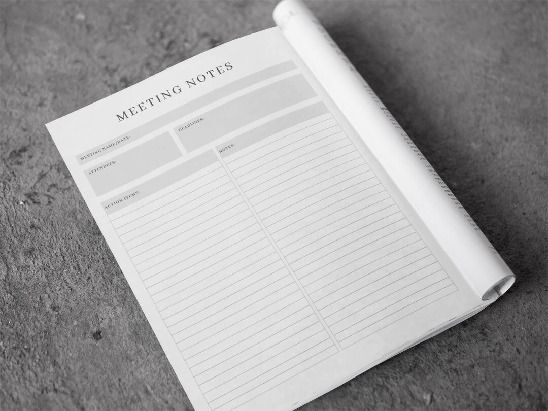 Coporate Meeting Notes Template, Instant Download, Minimal Productivity ...