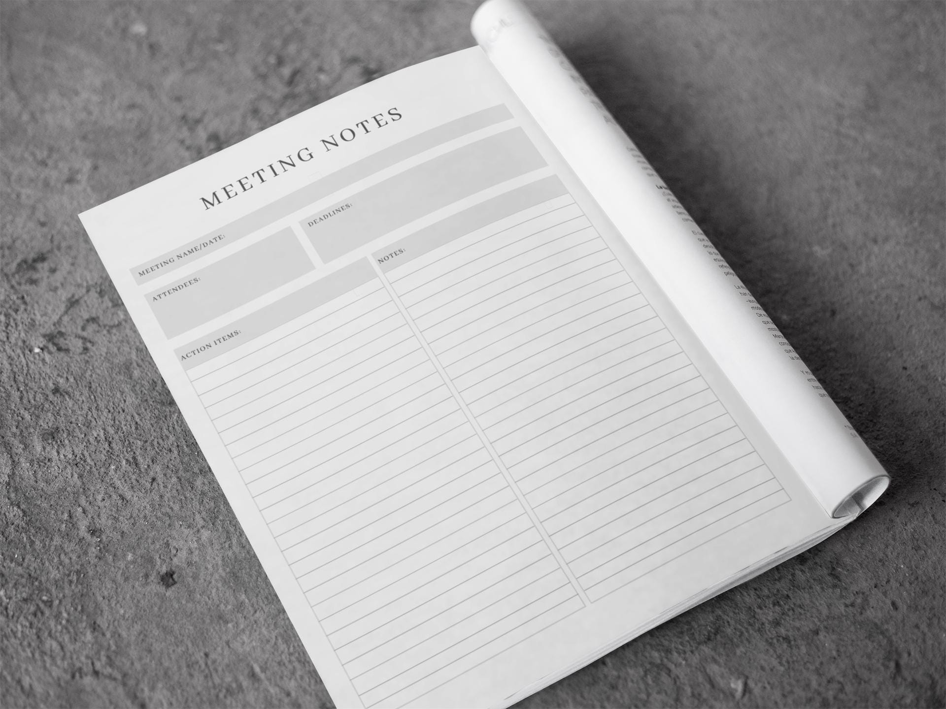 Coporate Meeting Notes Template, Instant Download, Minimal Productivity ...