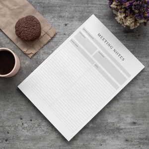 Coporate Meeting Notes Template, Instant Download, Minimal Productivity ...
