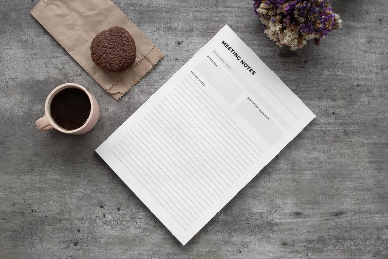 Coporate Meeting Notes Template, Instant Download, Minimal Productivity ...