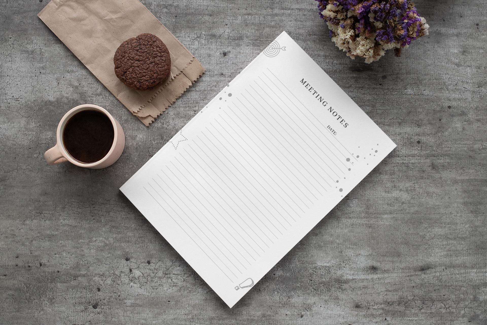 Coporate Meeting Notes Template, Instant Download, Minimal Productivity ...