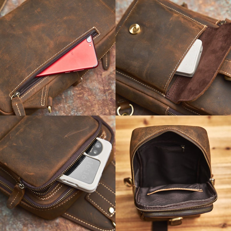 Personalized Top Grain Leather Crossbody Bag With Adjustable Shoulder ...