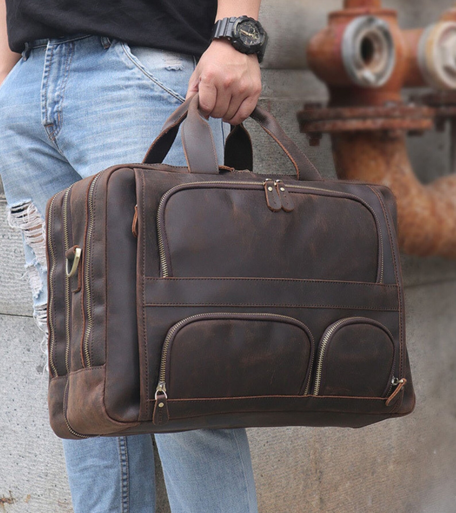 Personalized Leather Briefcase Men,brown Leather Briefcase Men Leather ...