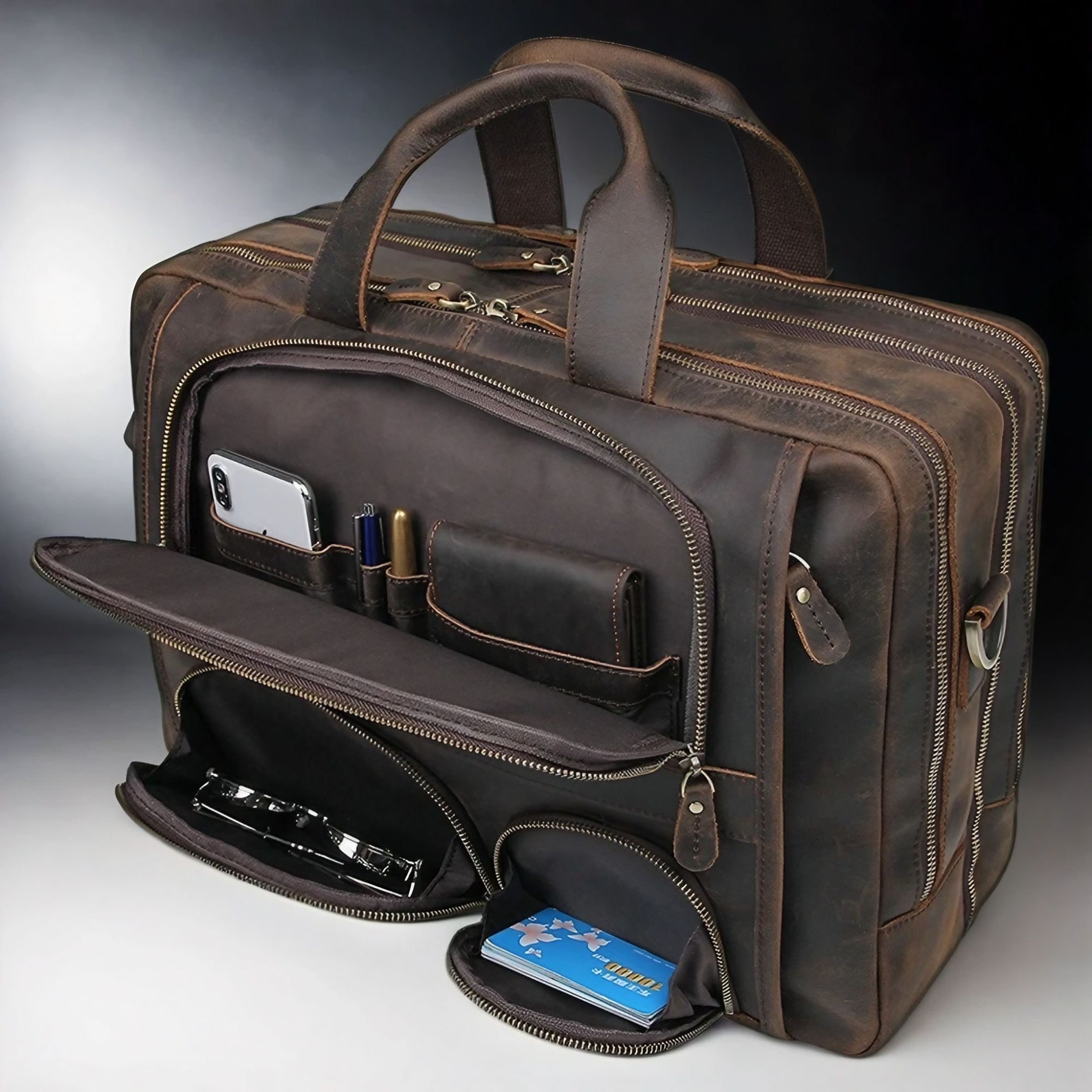 Personalized Leather Briefcase Men,brown Leather Briefcase Men Leather ...