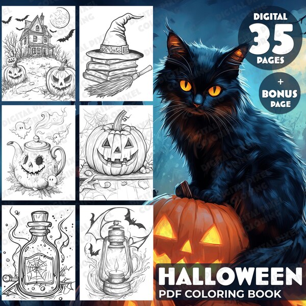 Coloring Book: Halloween. A Digital Halloween-themed Coloring Book in ...