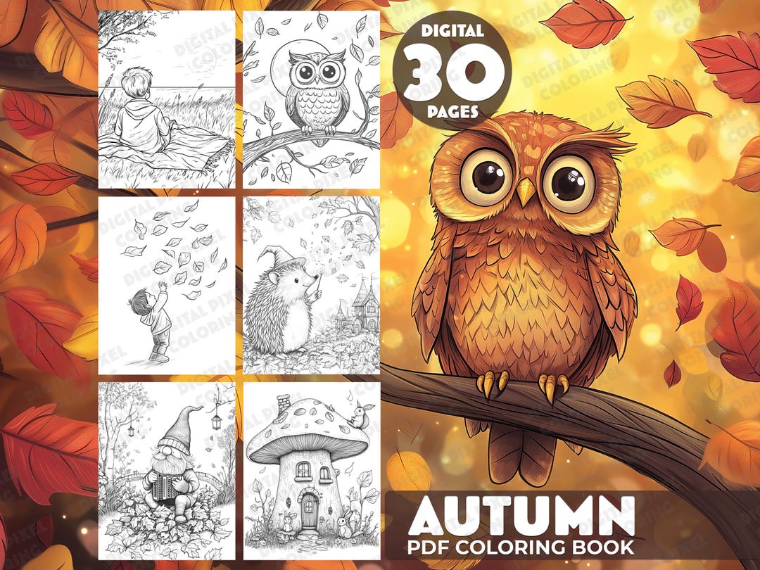 Coloring Book: Autumn. A Digital Autumn-themed Coloring Book in PDF ...