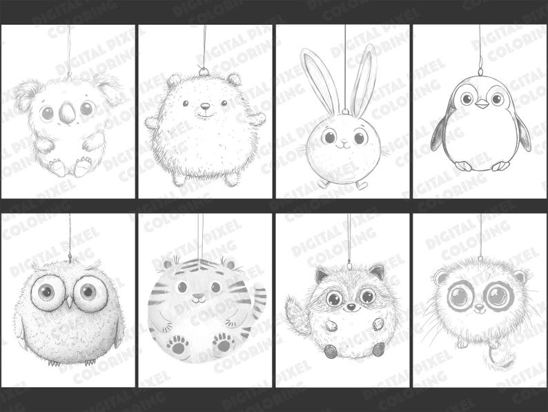 Christmas PDF Coloring Book of 45 Pages, Christmas Tree Ornaments With ...