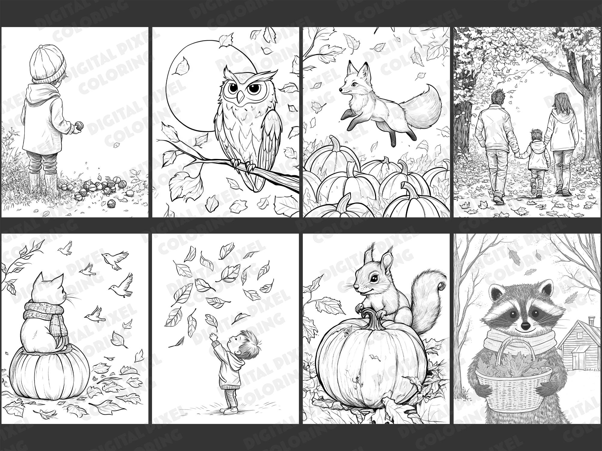 Coloring Book - Autumn. A Digital Coloring Pages Autumn Themed Coloring ...