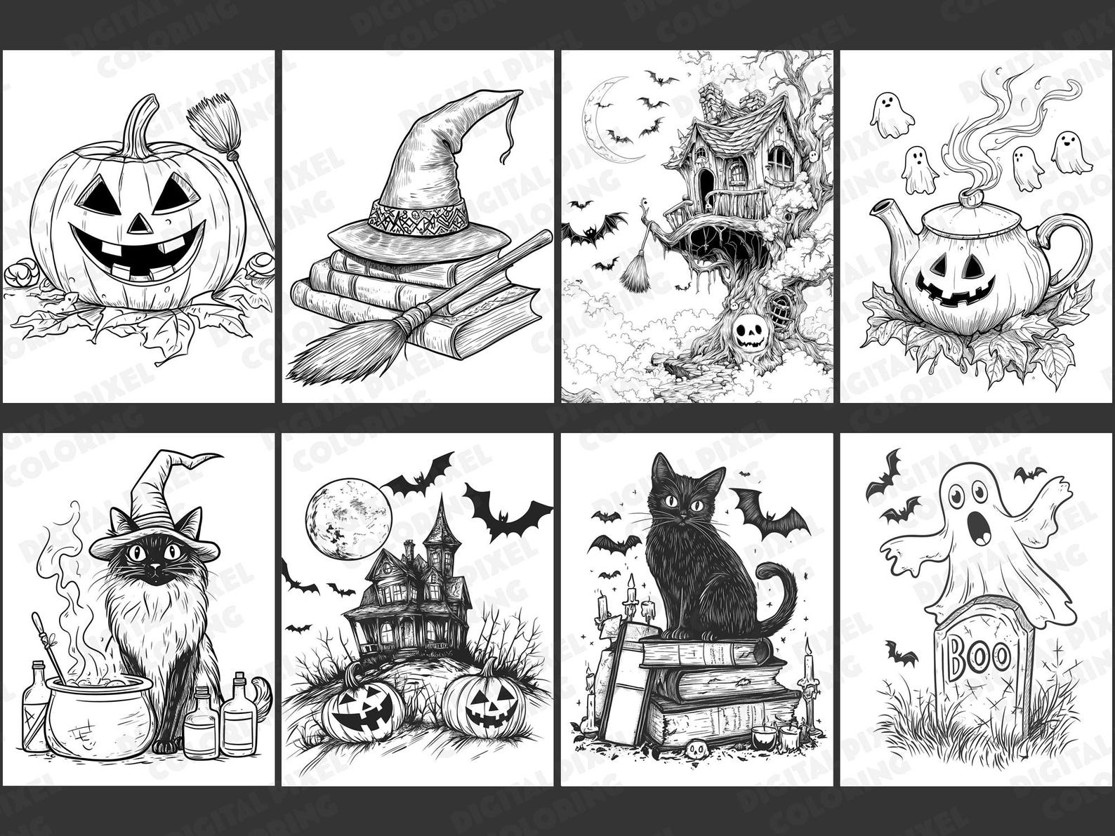 Coloring Book: Halloween. A Digital Halloween-themed Coloring Book in ...