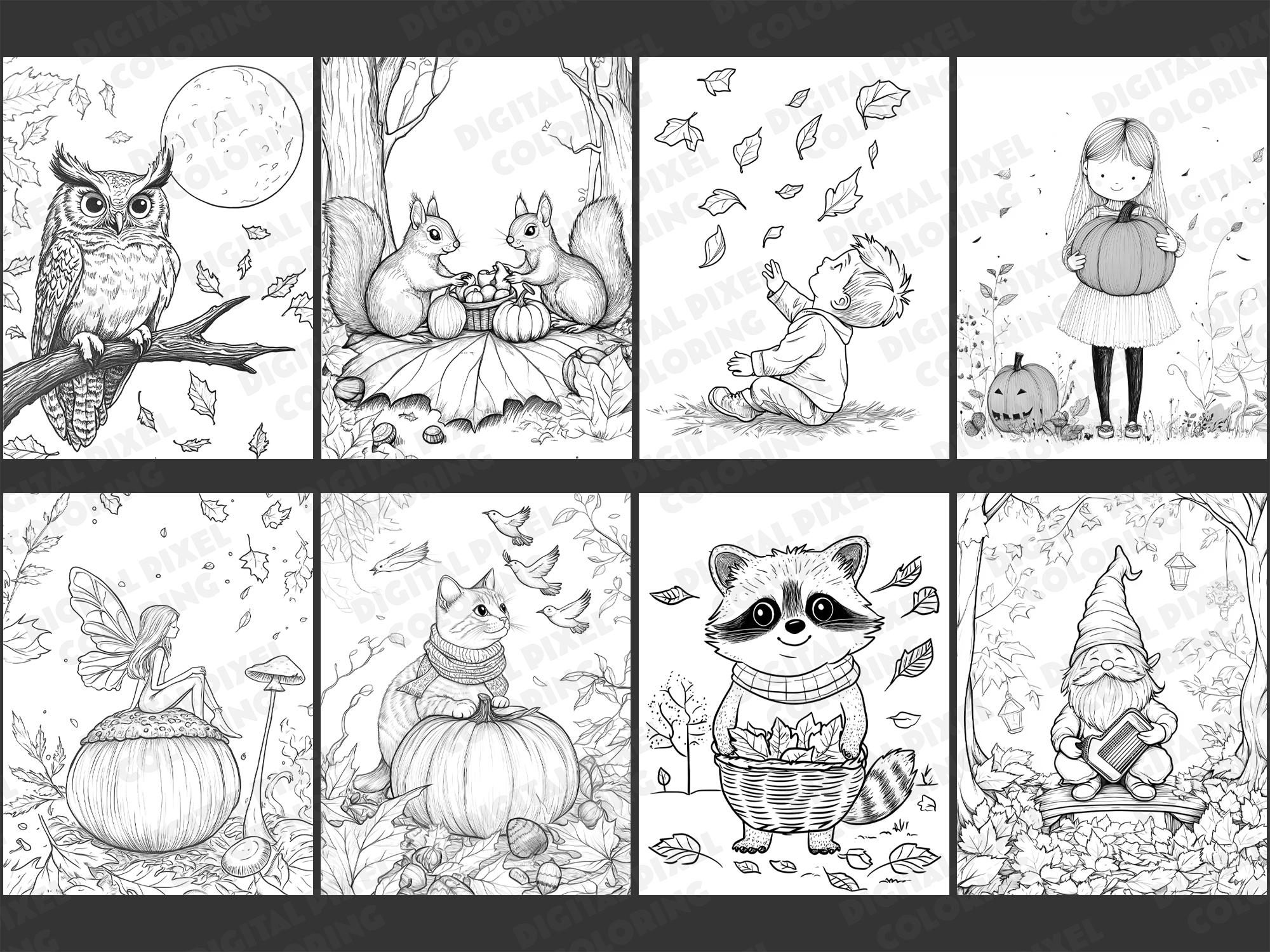 Coloring Book - Autumn. A Digital Coloring Pages Autumn Themed Coloring ...