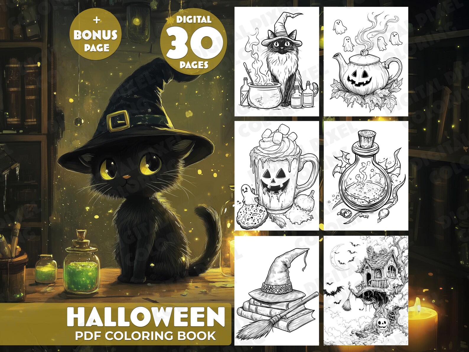 Coloring Book: Halloween. A Digital Halloween-themed Coloring Book in ...