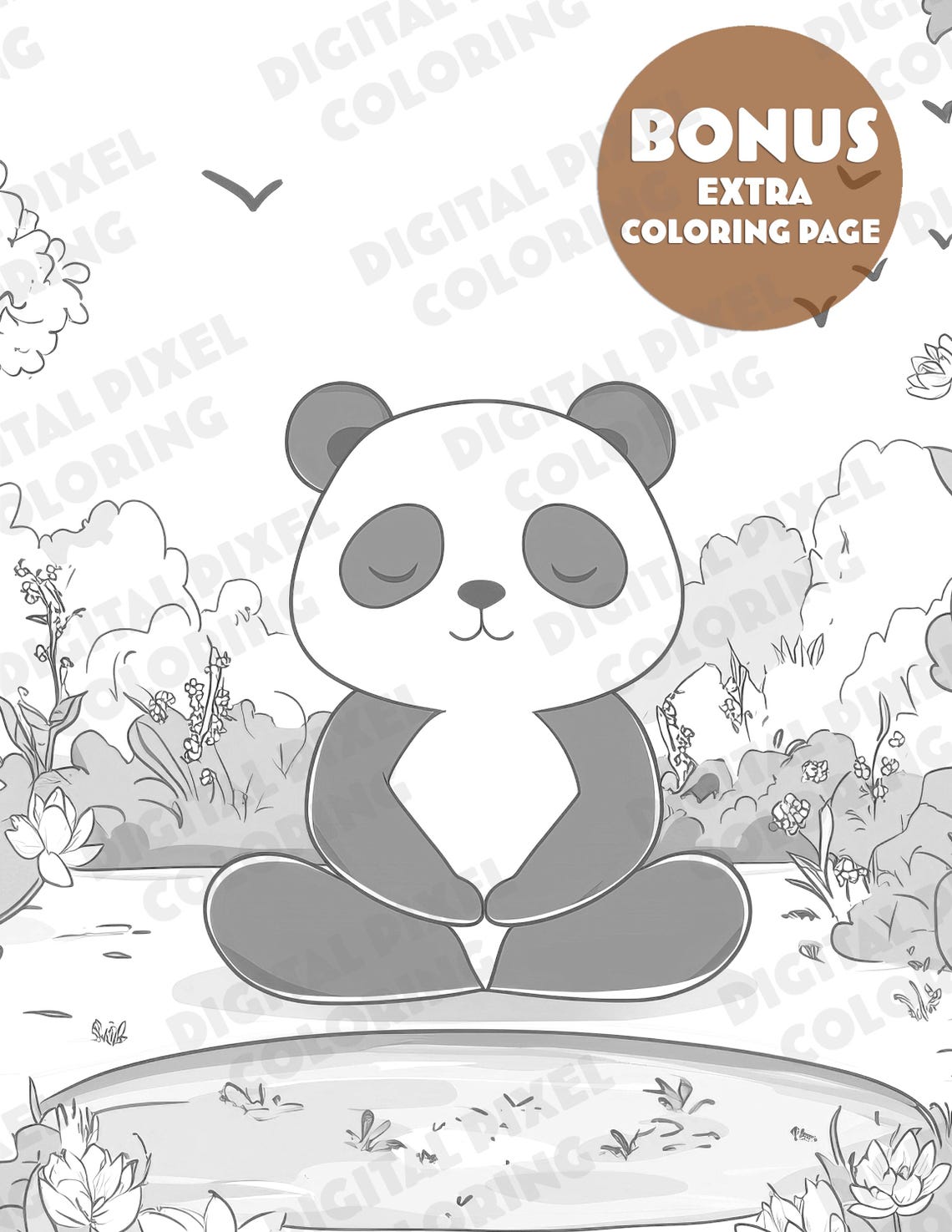 Coloring Book: Kawaii Panda. A Digital Coloring Book Funny Panda in PDF ...