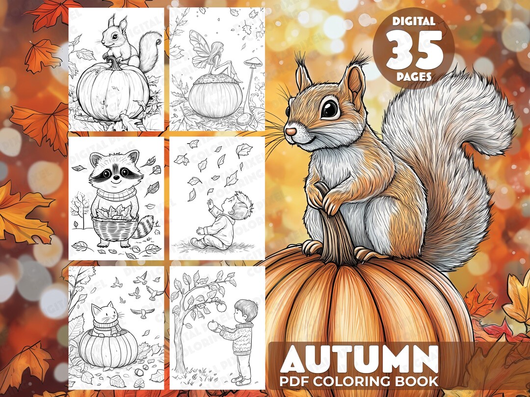 Coloring Book - Autumn. A Digital Coloring Pages Autumn Themed Coloring ...