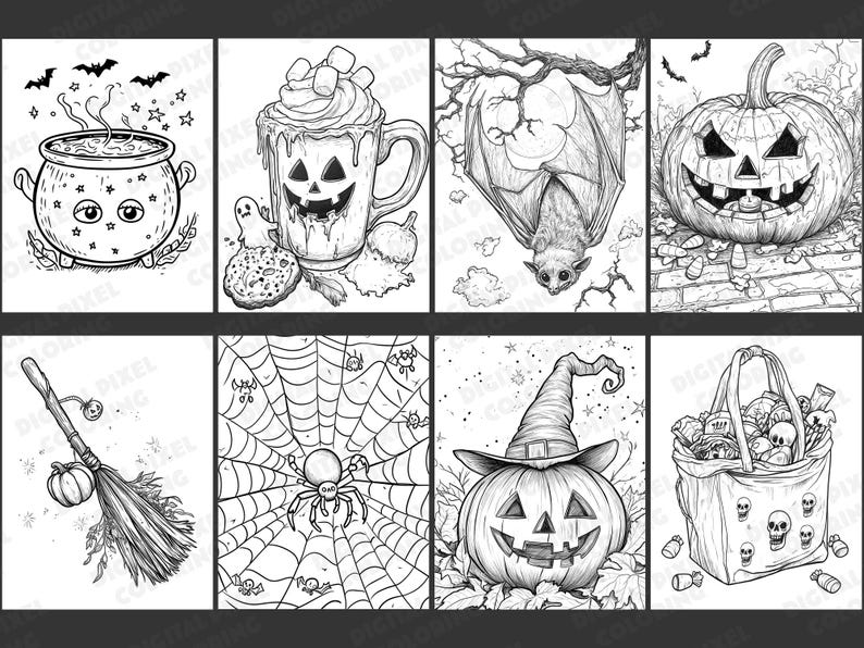 Coloring Book: Halloween. A Digital Halloween-themed Coloring Book in ...