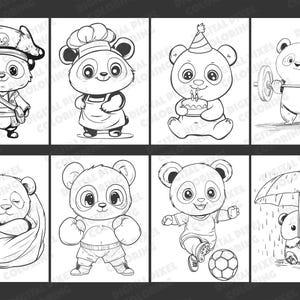 Coloring Book: Kawaii Panda. A Digital Coloring Book Funny Panda in PDF ...