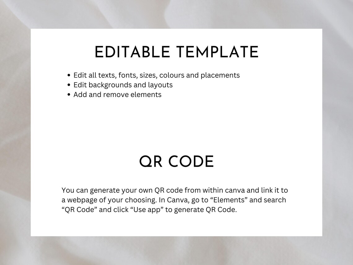 Minimalist QR Code Business Card, DIY Canva Template, Customizable, QR ...